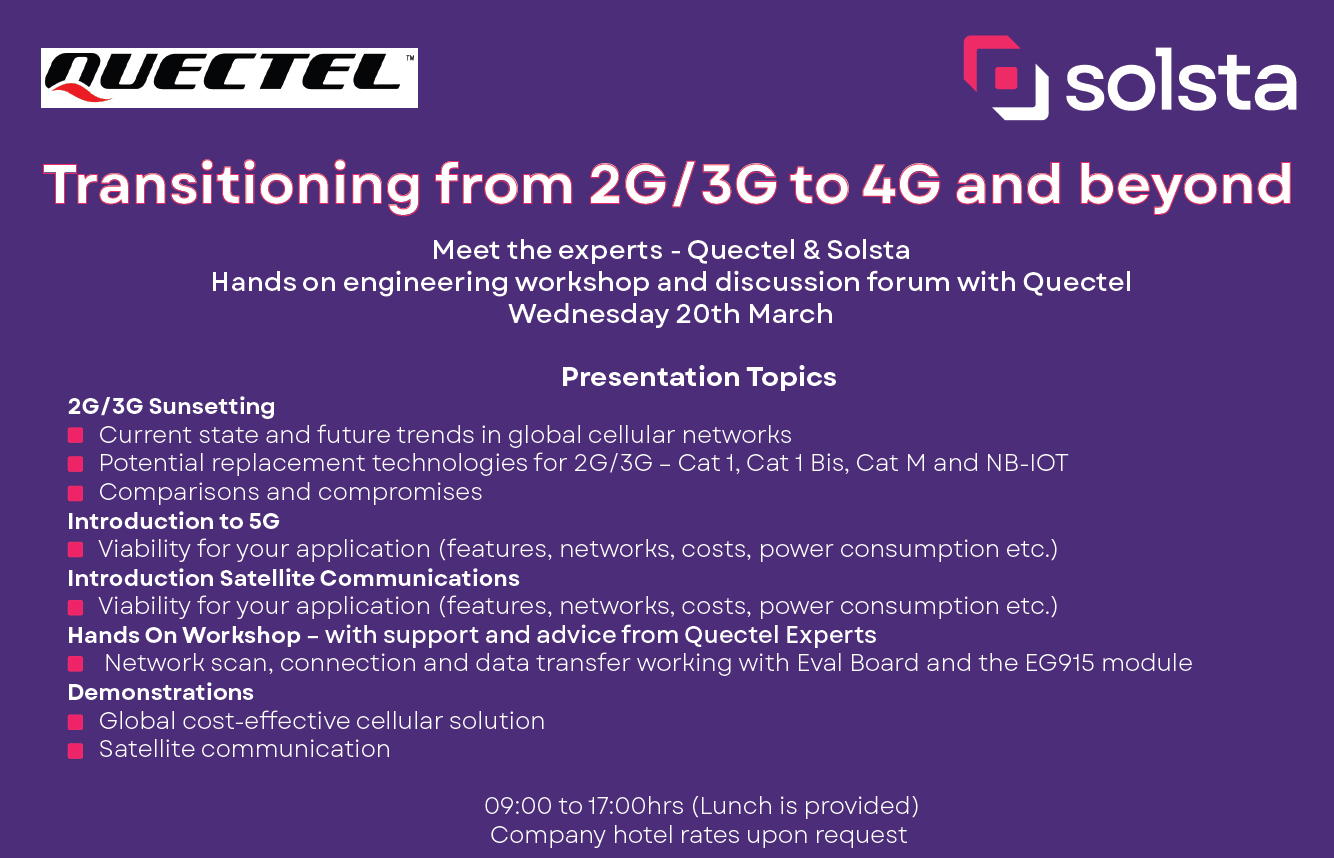 Workshop - Transitioning from 2G/3G - Solsta UK